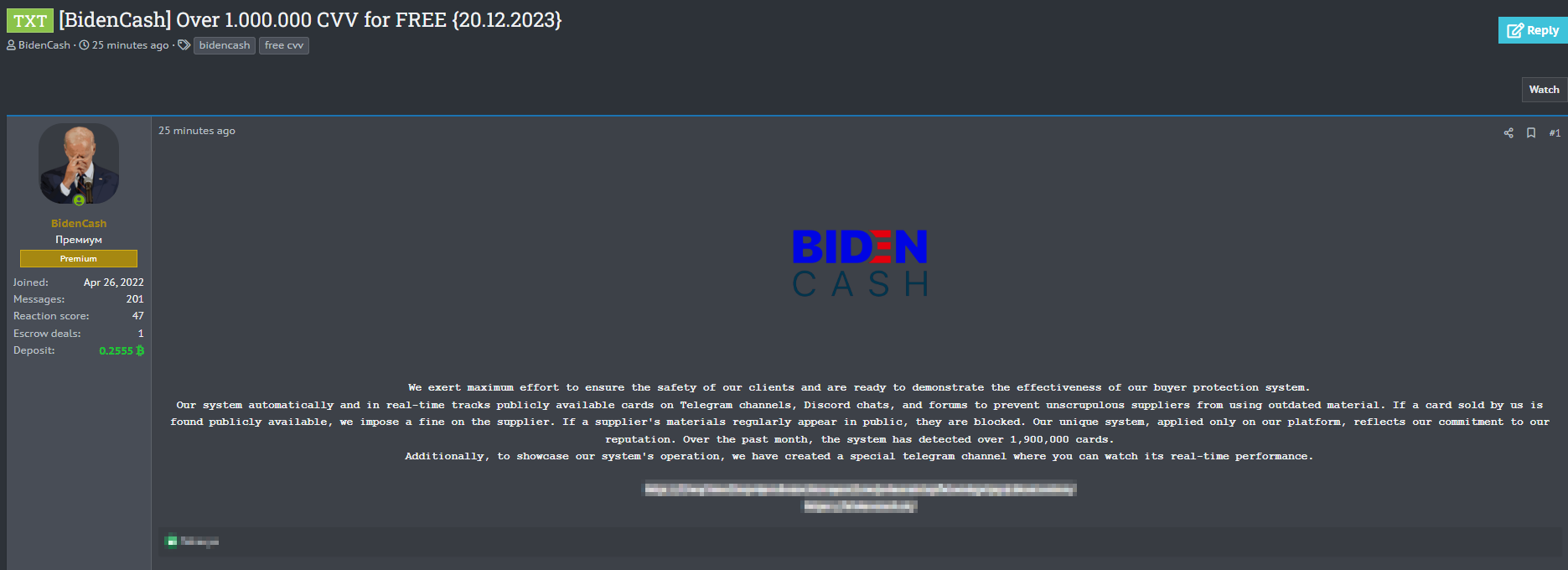 Massive Data Leak by BidenCash: 1.9M Credit Card Details Exposed on Hacker Forum - SOCRadar ...