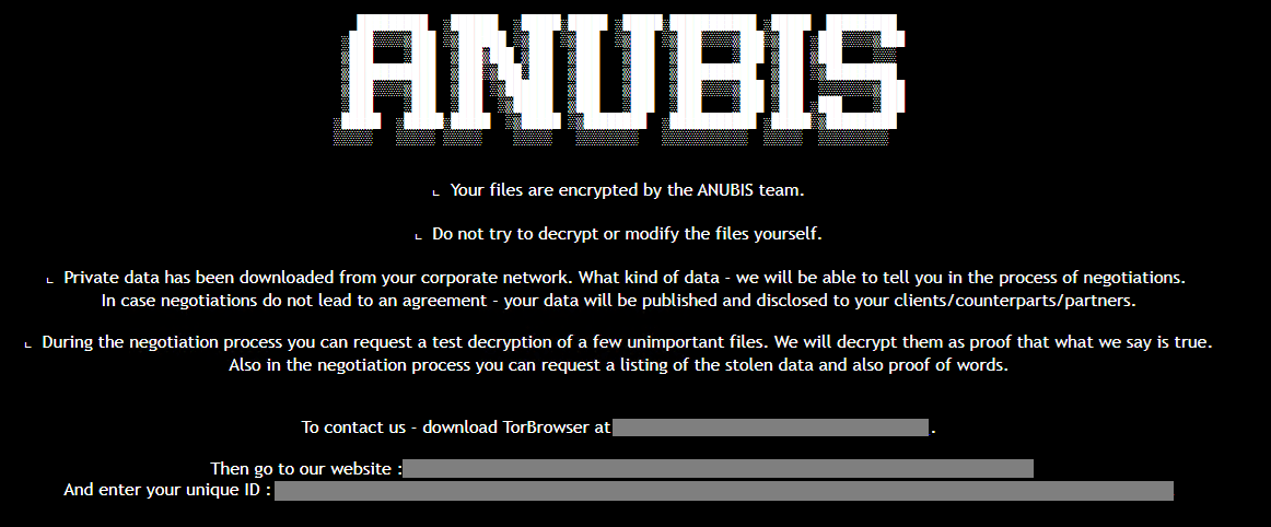 Dark Web Profile: Anubis Ransomware