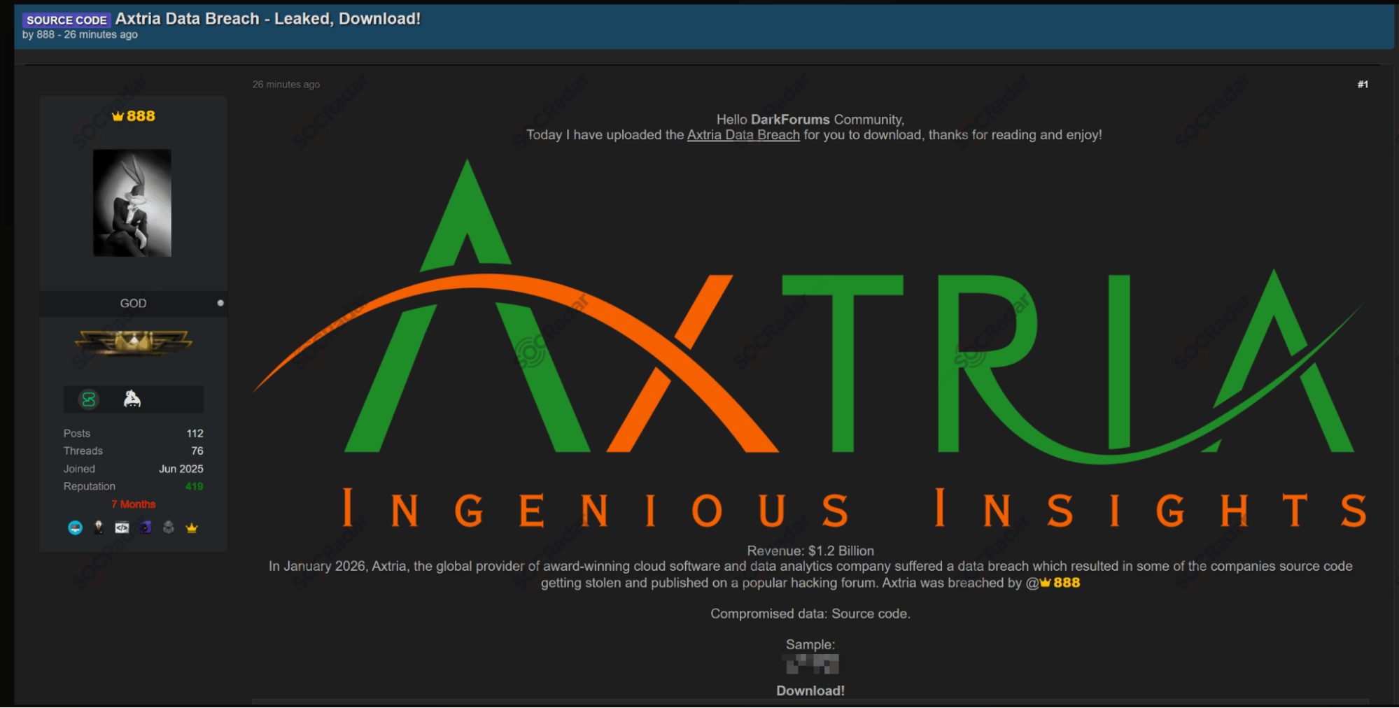 Alleged Axtria & Salesfloor Data Leaks Surface on Dark Web